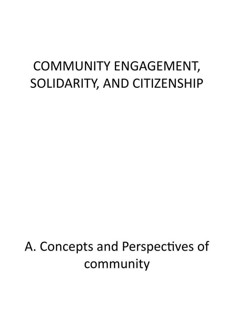 Community Engagement and Solidarity | PDF | Community | Needs Assessment