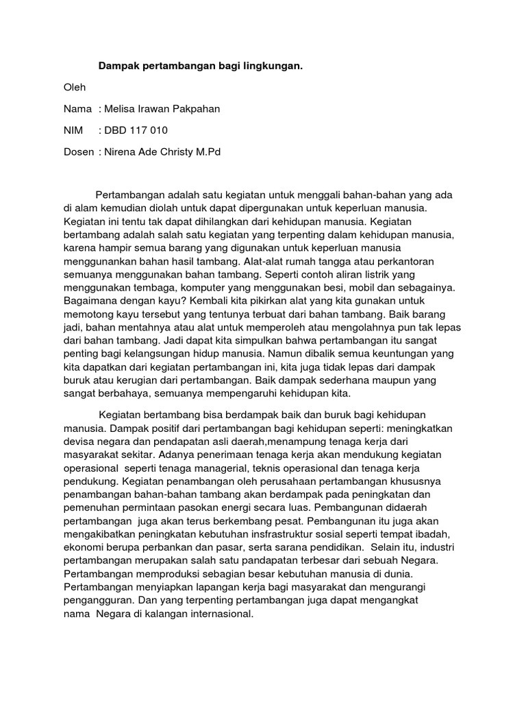 Dampak Pertambangan Bagi Lingkungan | PDF