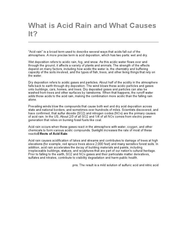 What Is Acid Rain and What Causes It | PDF | Social Science | Science ...