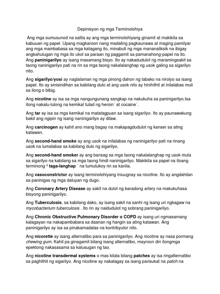 Depinisyon NG Mga Terminolohiya | PDF