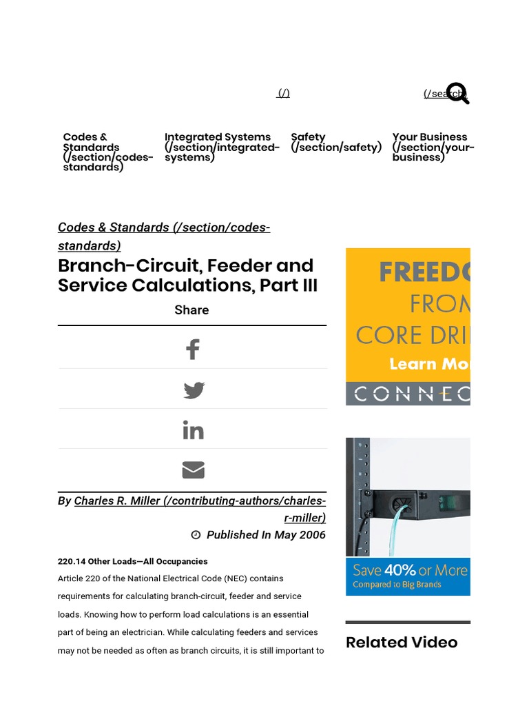 Branch-Circuit, Feeder and Service Calculations, Part III Ele PDF | PDF | Volt | Watt