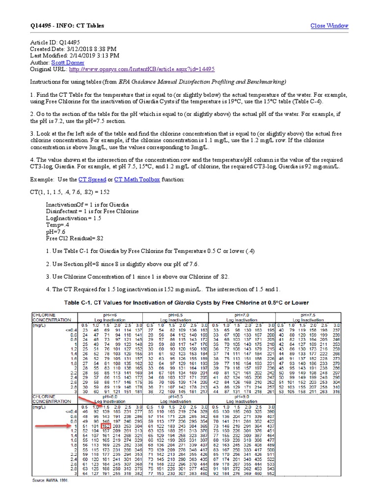 CT Tables - Using USEPA Tables | PDF