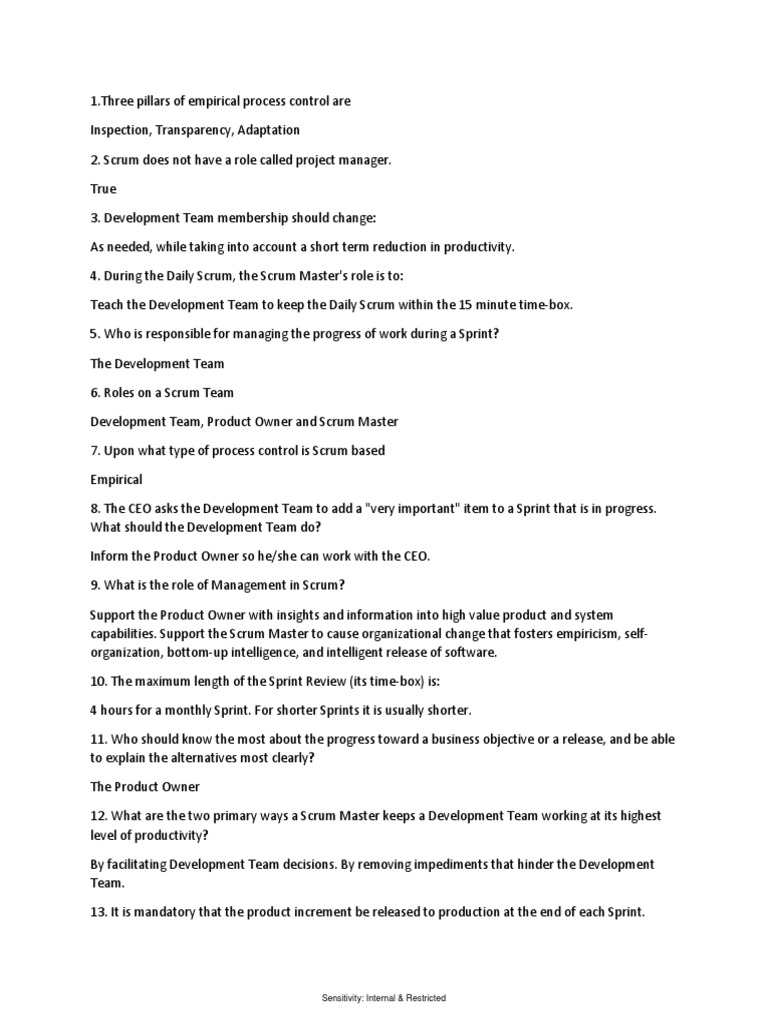 Scrum PSM Preparation Questions | PDF | Scrum (Software Development ...
