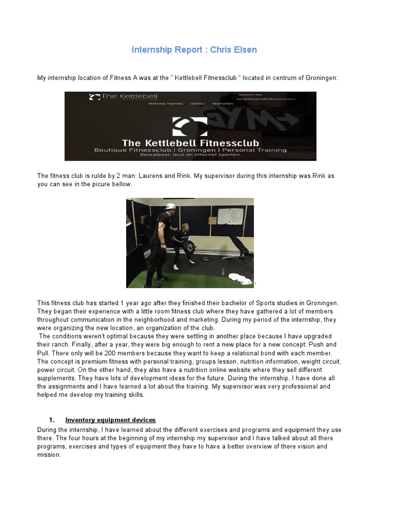 Internship Report | PDF | Physical Fitness | Physical Exercise
