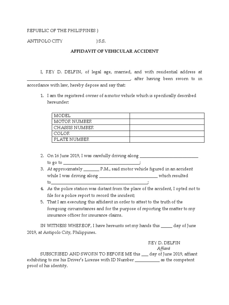 Affidavit of Accident | PDF