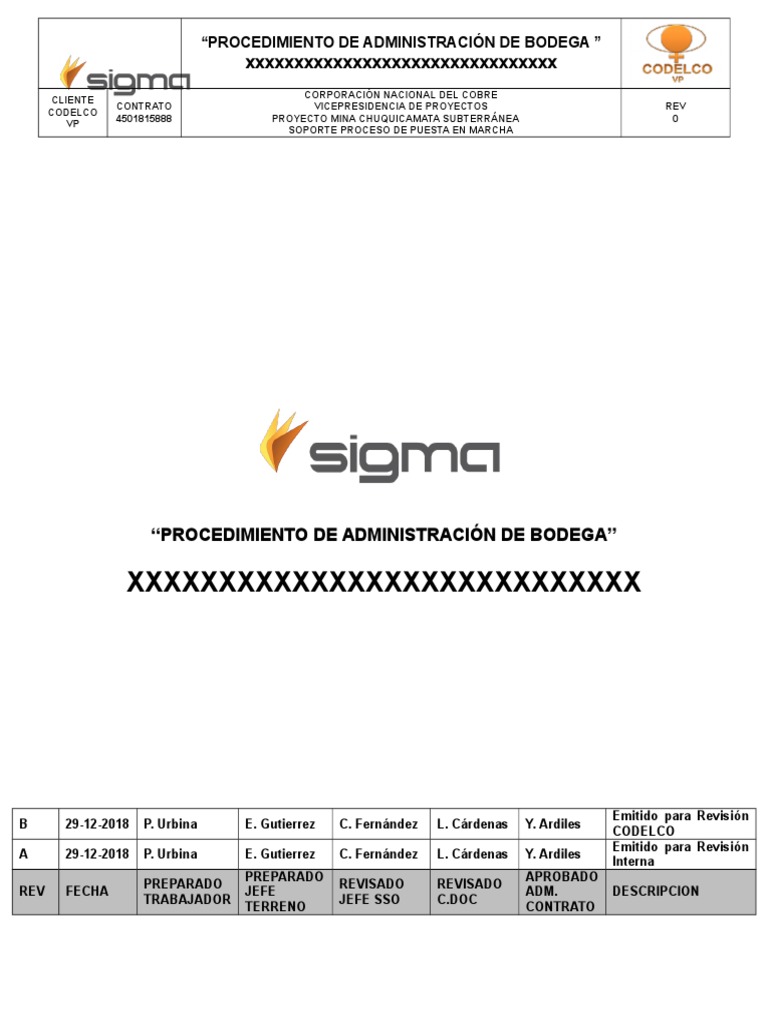 Procedimiento de Administración de Bodega | PDF | Cobre | Naturaleza