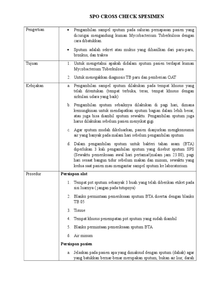 Sop Cross Check | PDF | Kesehatan Holistik | Sains & Matematika