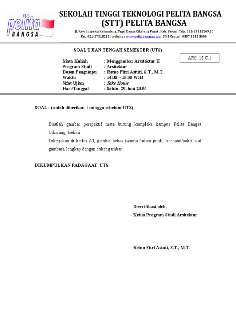 Soal UTS Menggambar Arsitektur II Dan Estetika Bentuk II | PDF