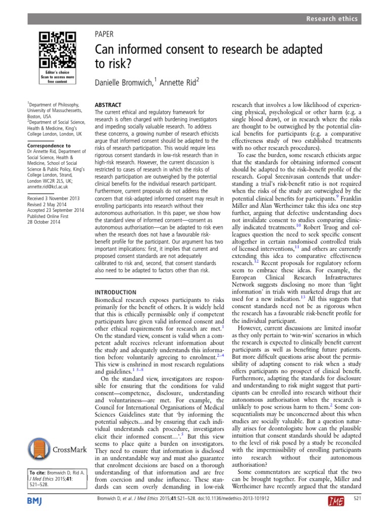 ICF Research | PDF | Informed Consent | Risk