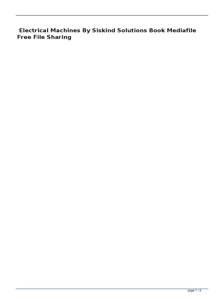 Siskind's Electrical Machines Solutions Guide | PDF | Machines ...