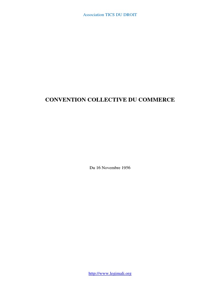 Mali - Convention Collective Commerce | PDF | Heures supplémentaires | Convention collective