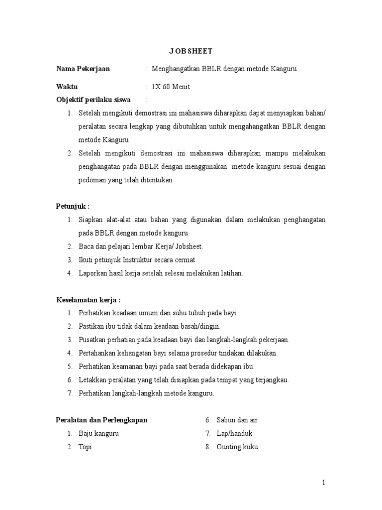 Job Sheet Metode Kangguru | PDF