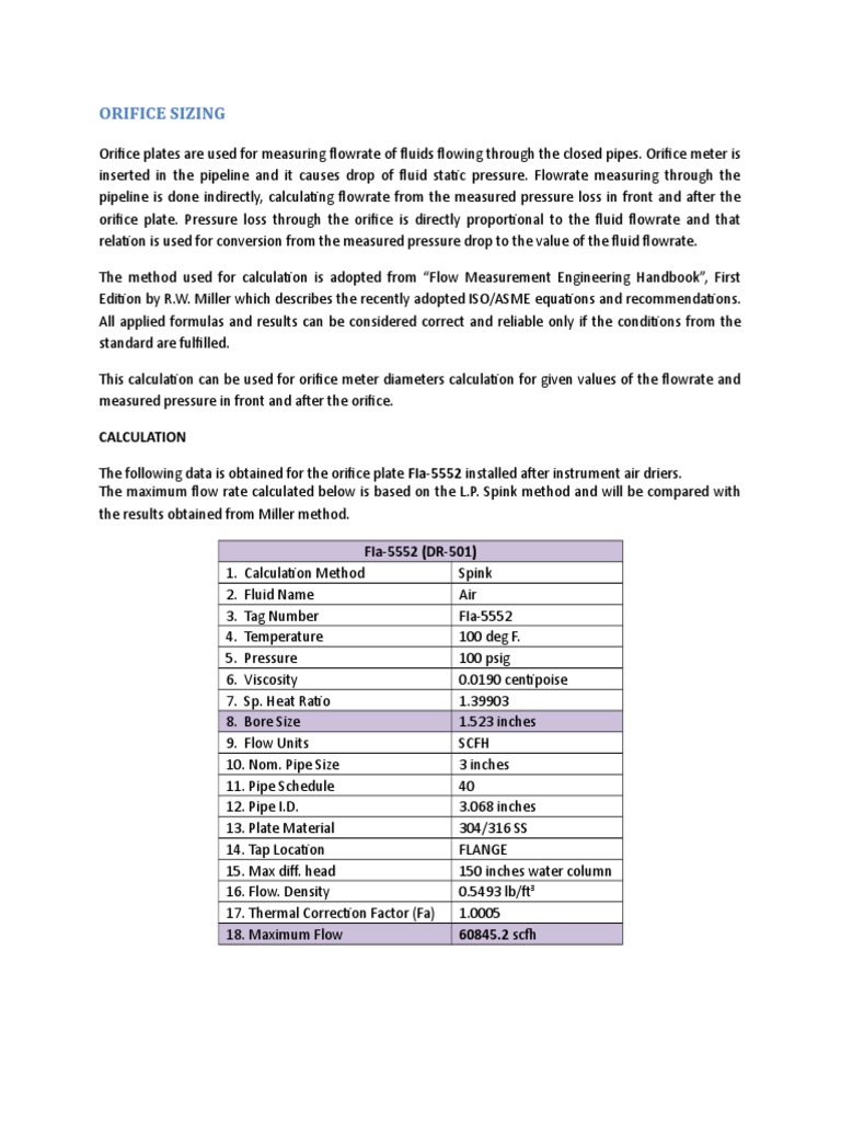 Orifice Sizing | PDF | Building Engineering | Chemical Engineering