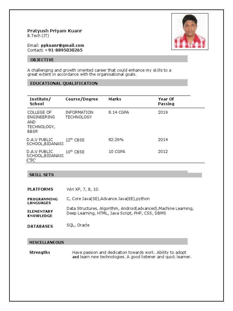 Pratyush Priyam Kuanr: Objective | PDF | Java (Programming Language) | Databases