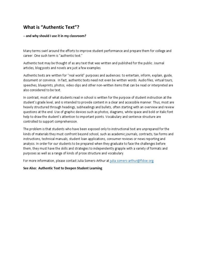 Authentic Text | PDF
