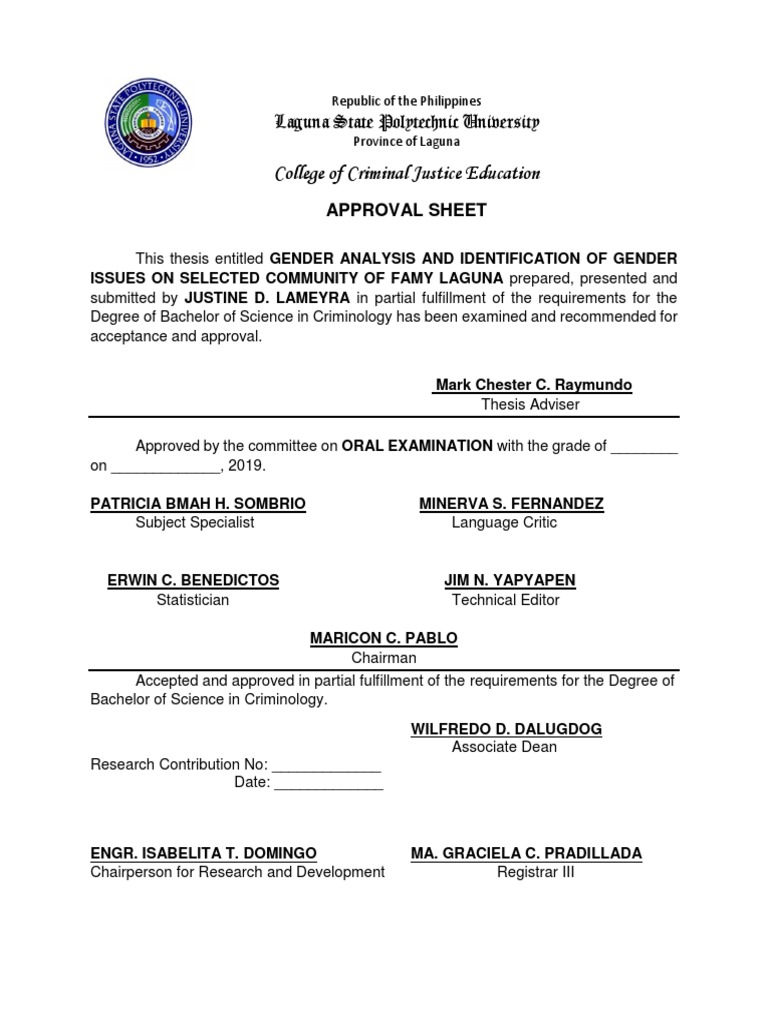 Approval Sheet for Research Thesis | PDF