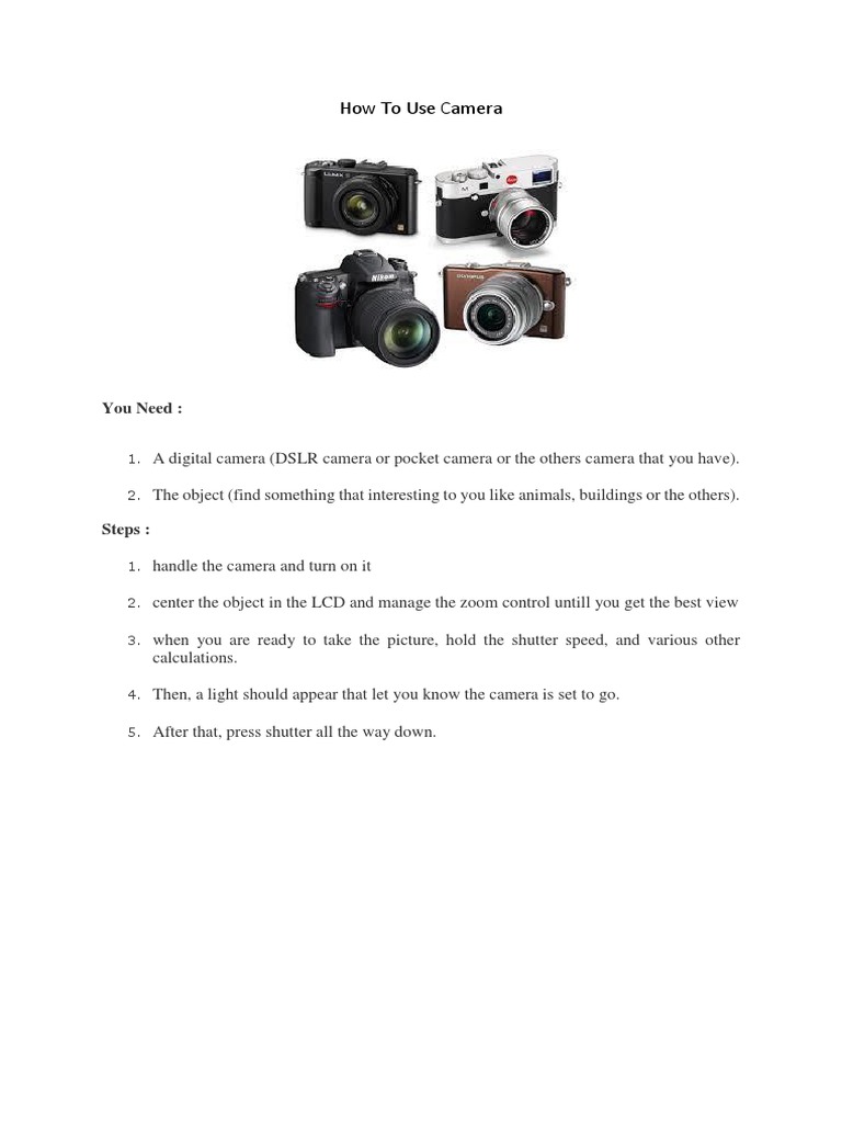 How To Use Camera | PDF