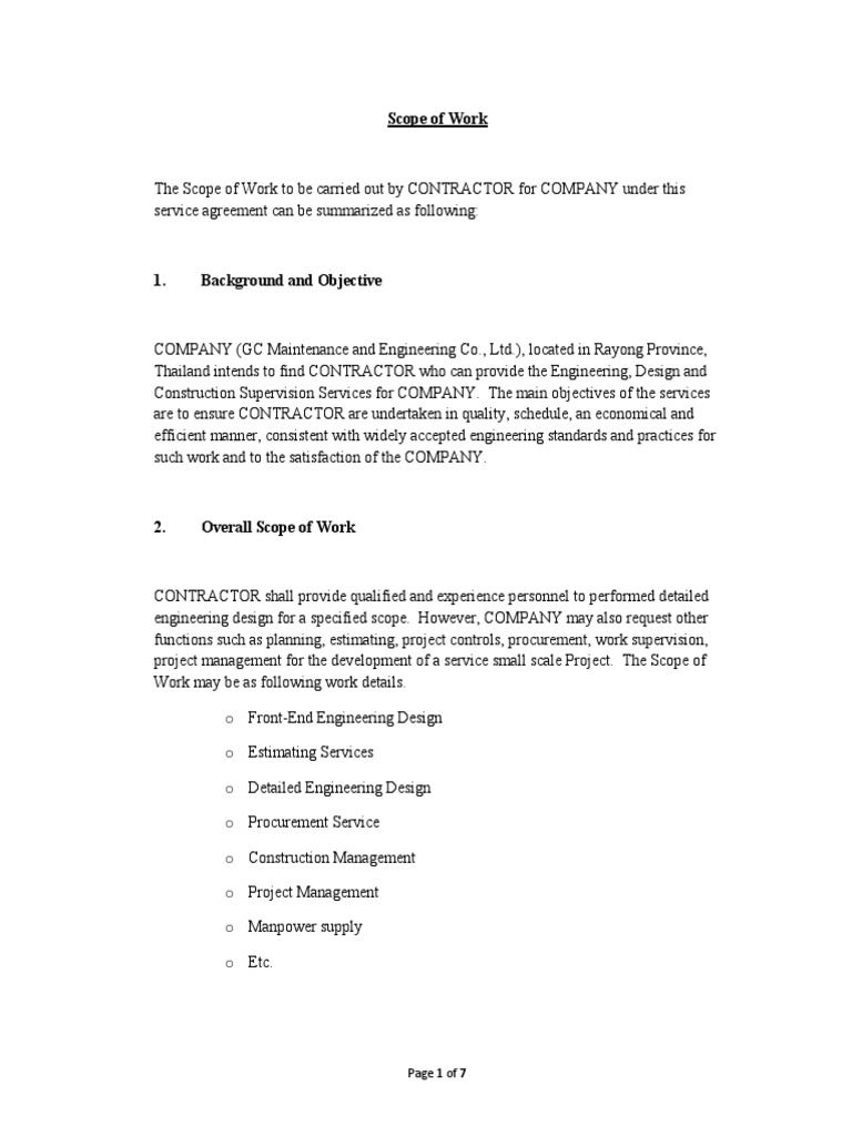 Scope of Work | PDF | Project Management | Construction Management