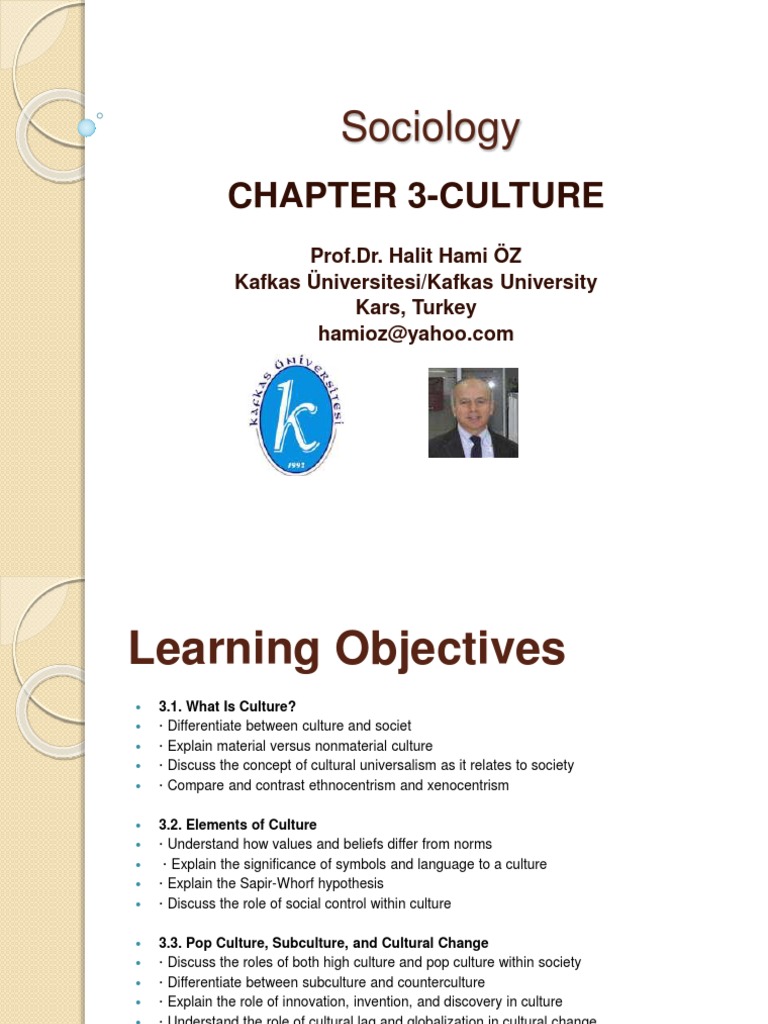 Sociology: Chapter 3-Culture | PDF | Family | Nonverbal Communication