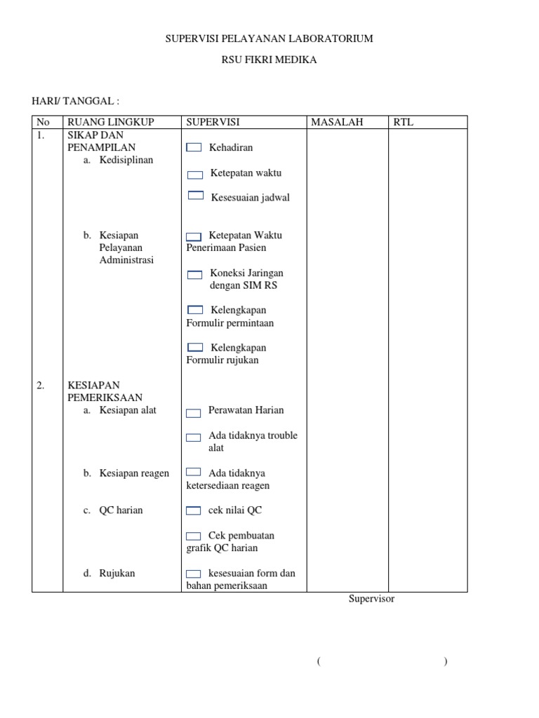 Supervisi Pelayanan Laboratorium | PDF