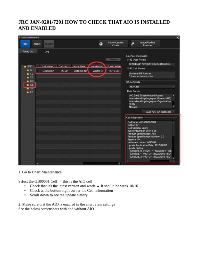 Check AIO Installation and Enablement in JRC Chart Maintenance | PDF