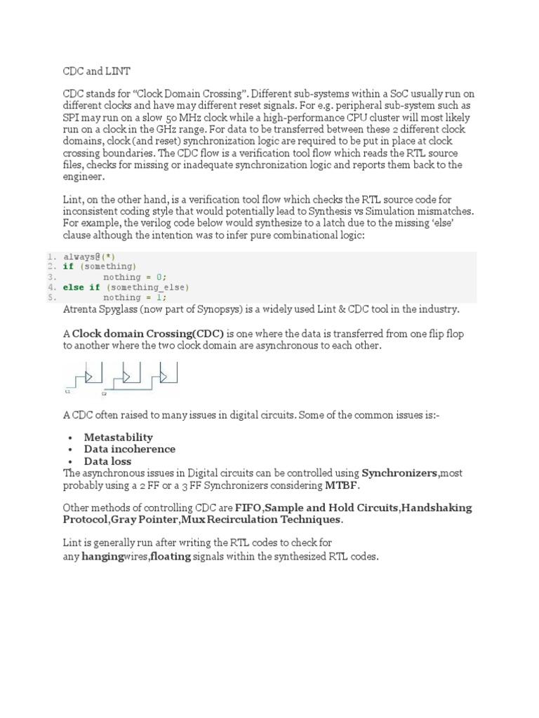 CDC and LINT | Download Free PDF | Logic Synthesis | Digital Electronics