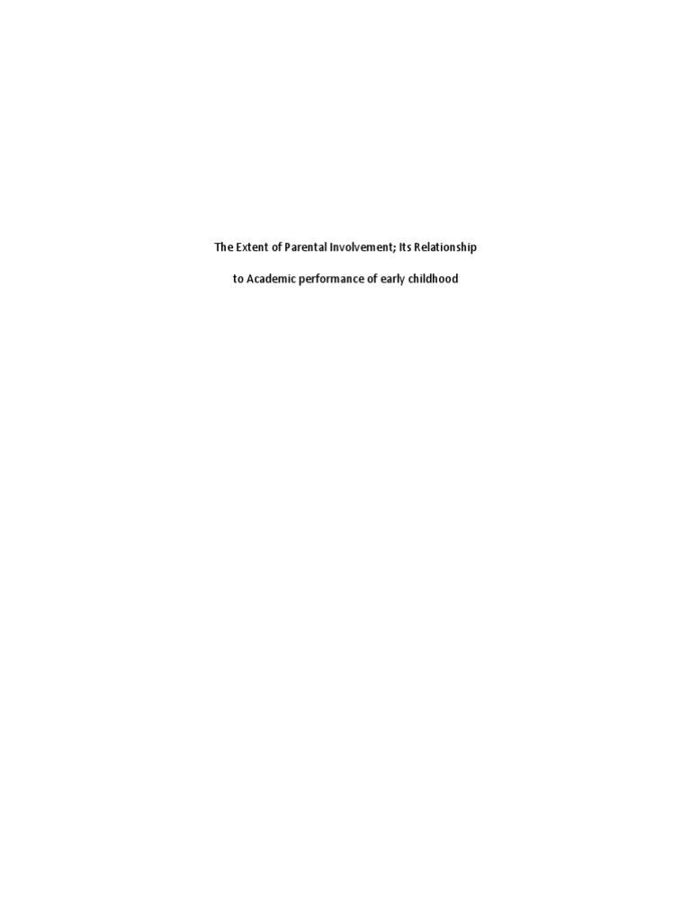 Parental Involvement Thesis | PDF | Parent | Relationships