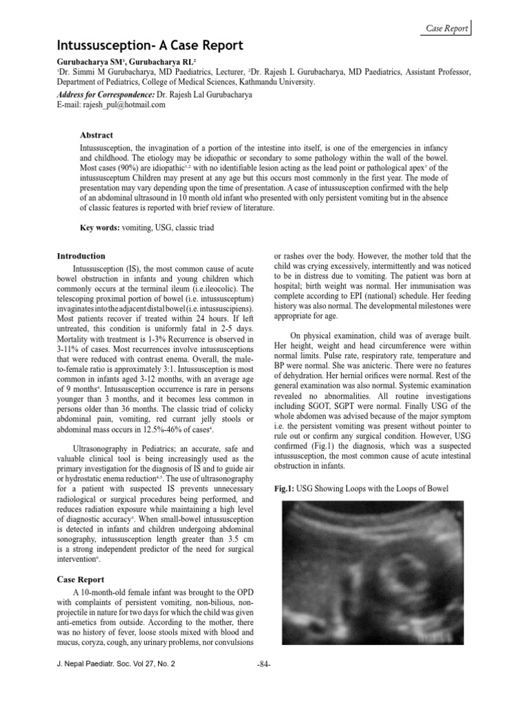 Intussusception - A Case Report | PDF | Digestive Diseases | Medicine
