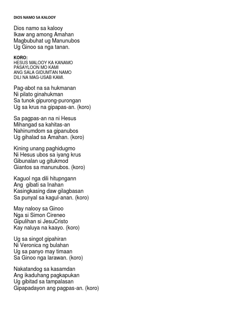 Dios Namo Sa Kalooy | PDF