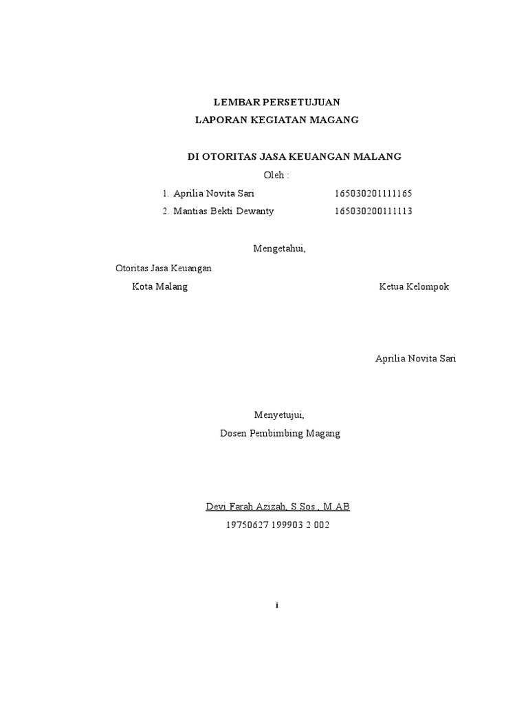 Laporan Magang Ojk Malang (April & Tias) | PDF