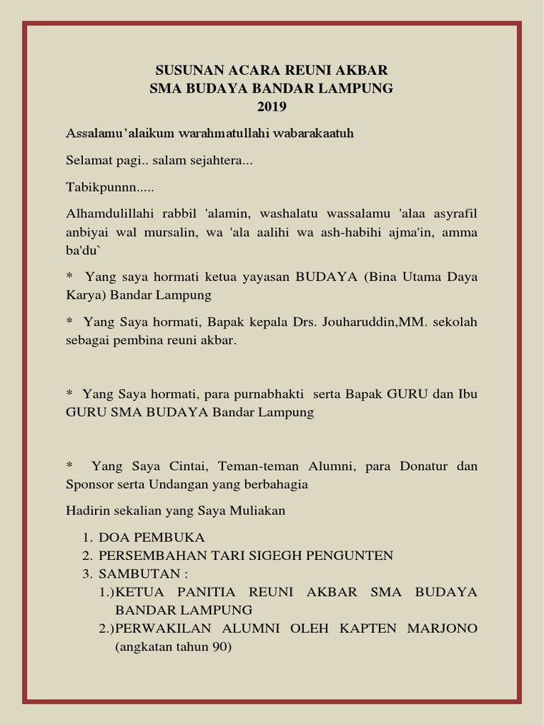 Susunan Acara Reuni Akbar | PDF | Perjalanan | Kesehatan Holistik