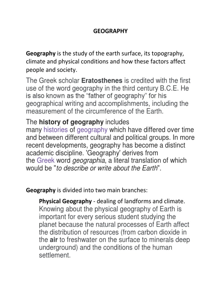 Geography: Climate and Physical Conditions and How These Factors Affect ...
