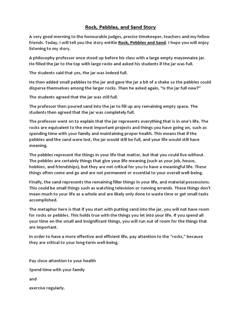 Story of Rock, Pebble & Sand | PDF