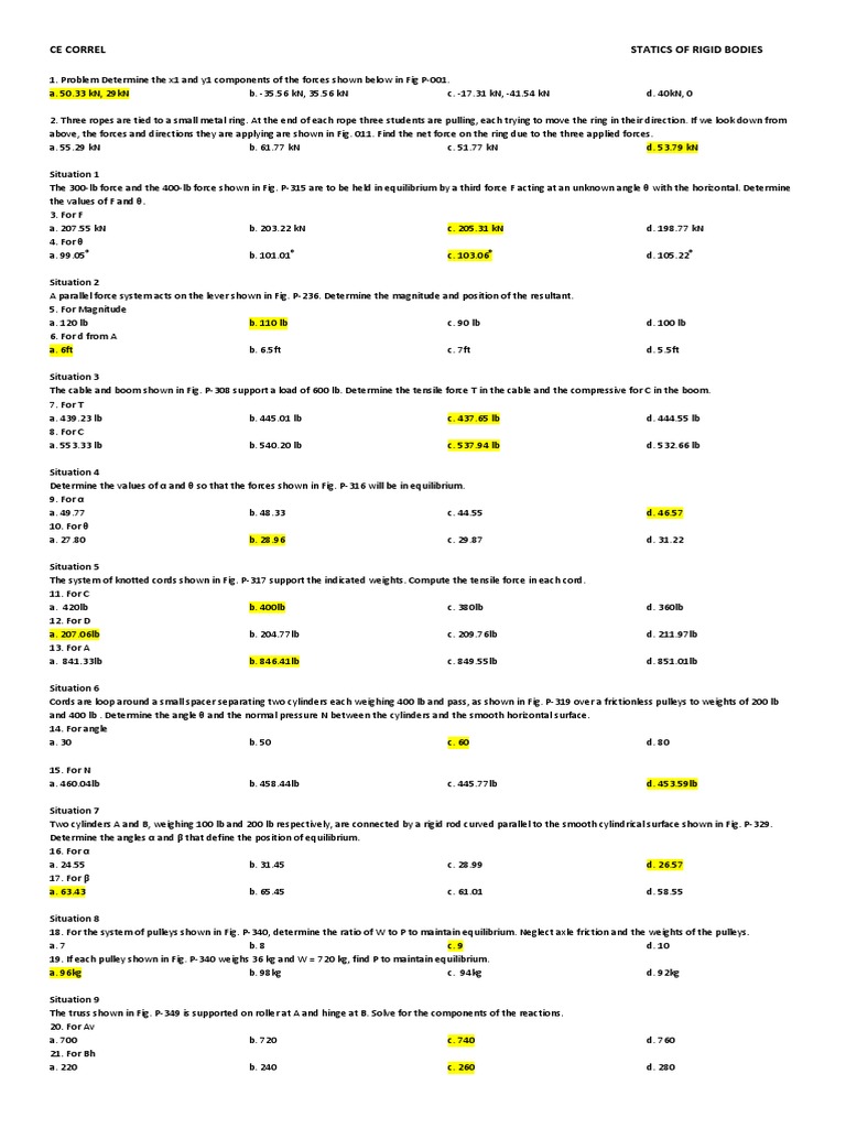 Statics of Rigid Bodies | PDF | Friction | Force