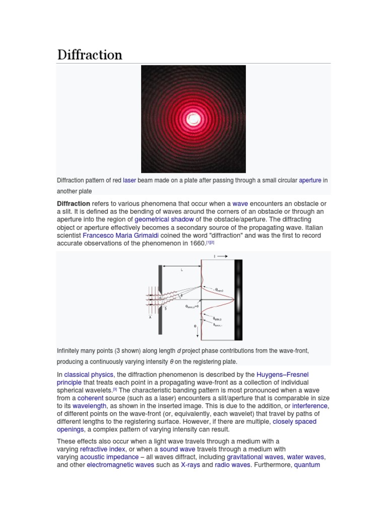 Diffraction: Diffraction Refers To Various Phenomena That Occur When A | PDF | Diffraction ...