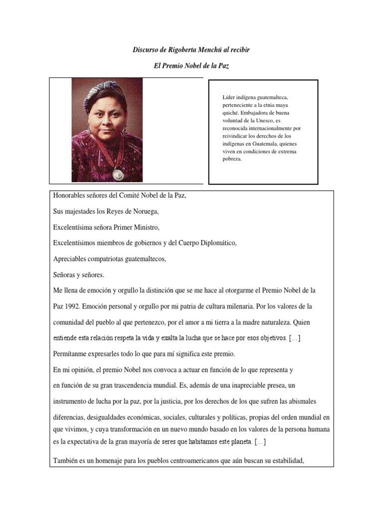 Discurso de Rigoberta Menchú | PDF | Guatemala | Civilización maya