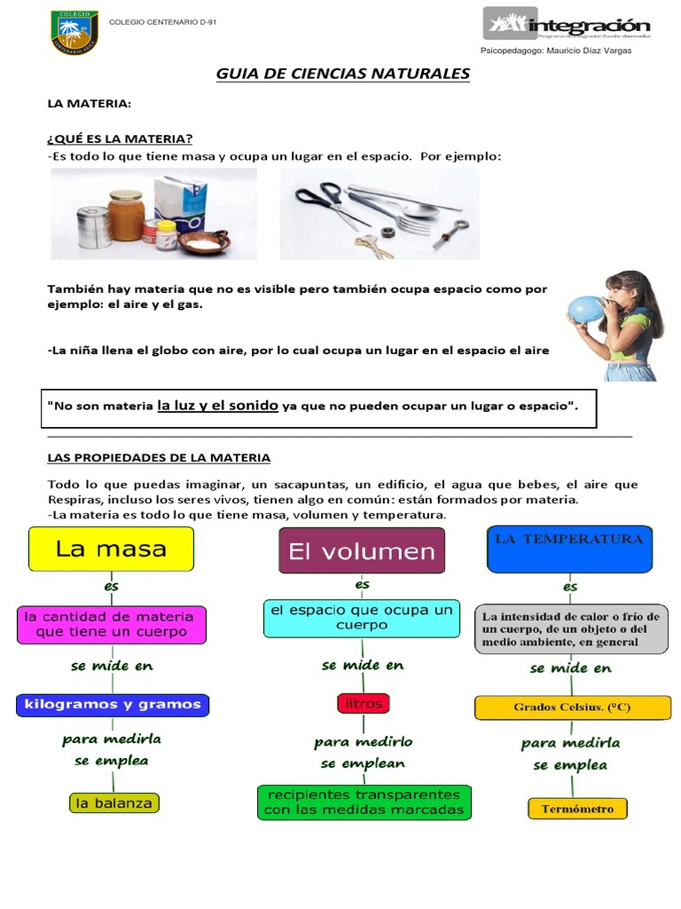 Guia de Ciencias - LA Materia | PDF | Líquidos | Volumen