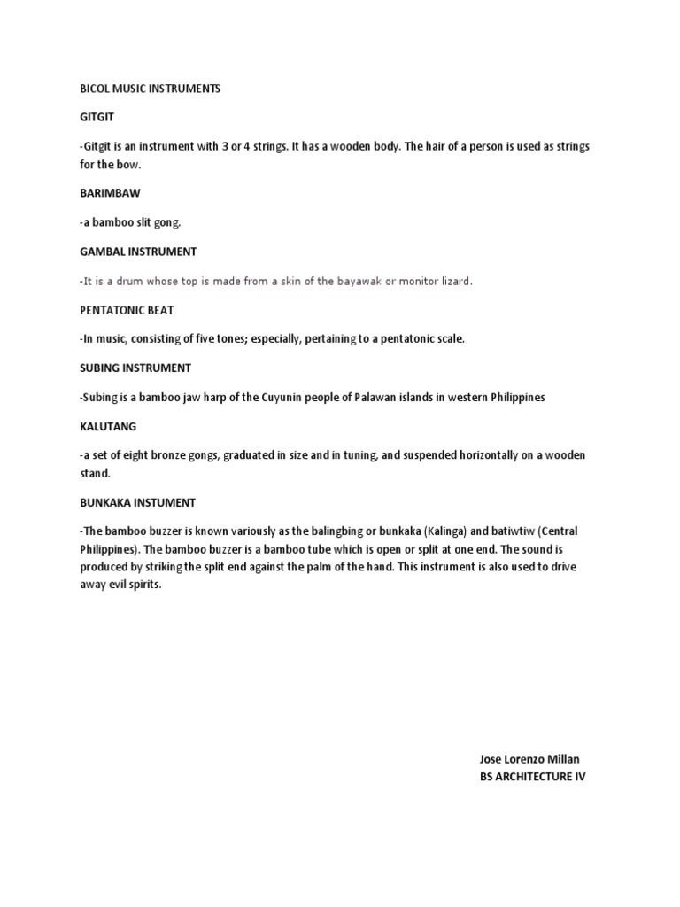 Bicol Music Instruments Gitgit | PDF
