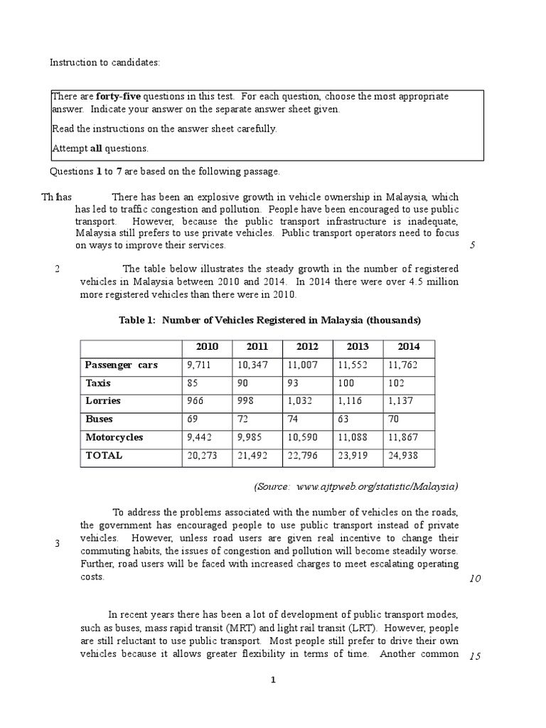 Muet Paper 3 (Reading) Trial 2019 | PDF | Brake | Camera