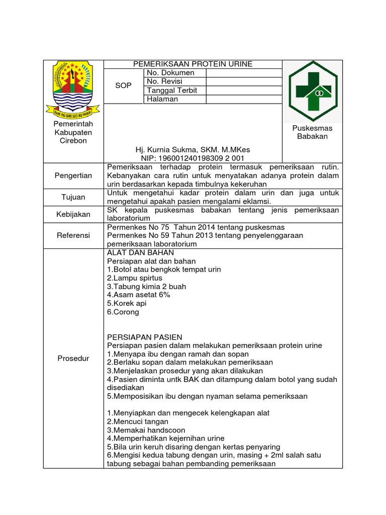 Sop Protein Urine | PDF | Kesehatan Holistik | Sains & Matematika