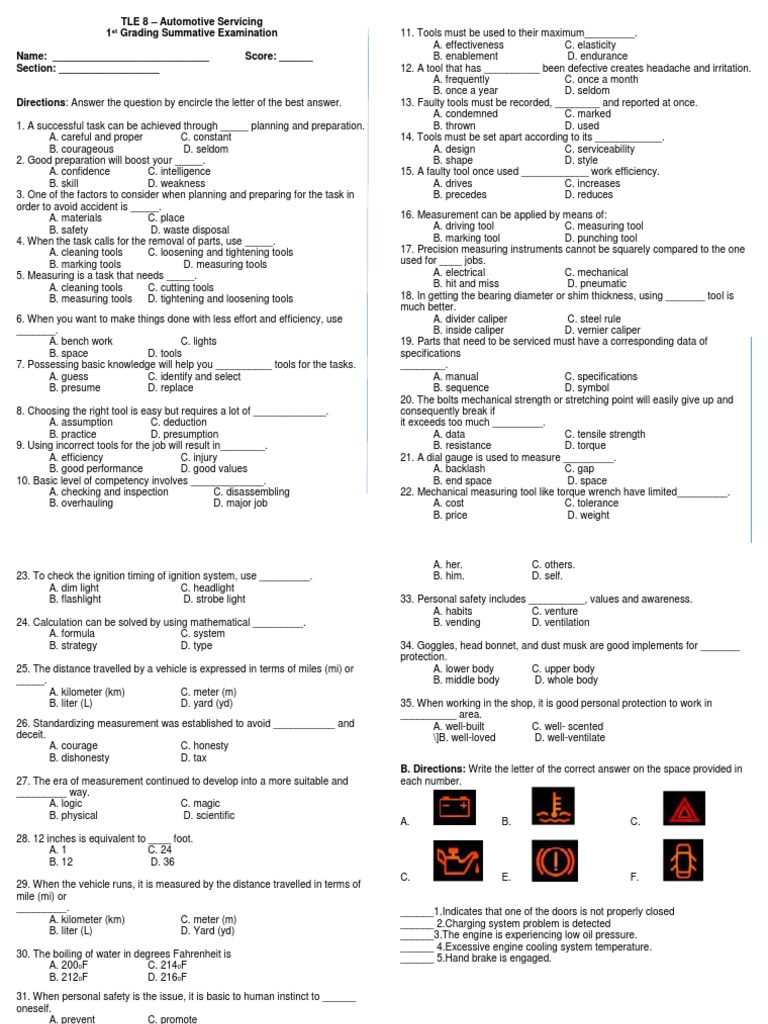 1st Grading Summative Examination | PDF | Tools | Fahrenheit