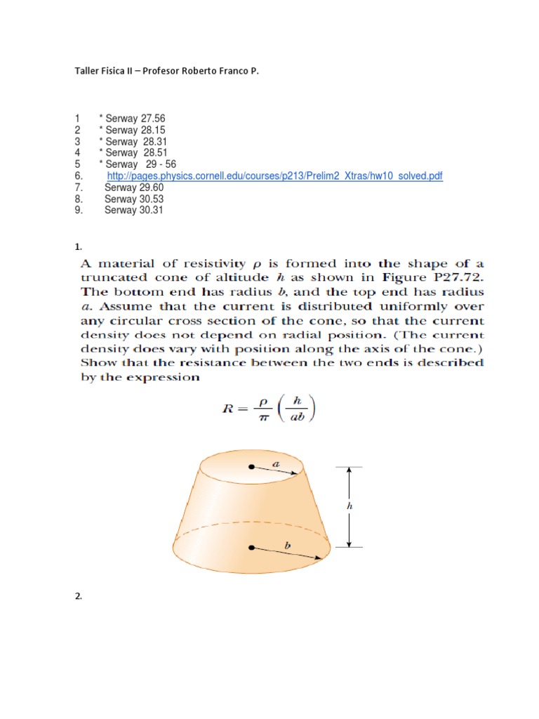 Taller Fisica II - Referencias Ejercicios Serway | PDF