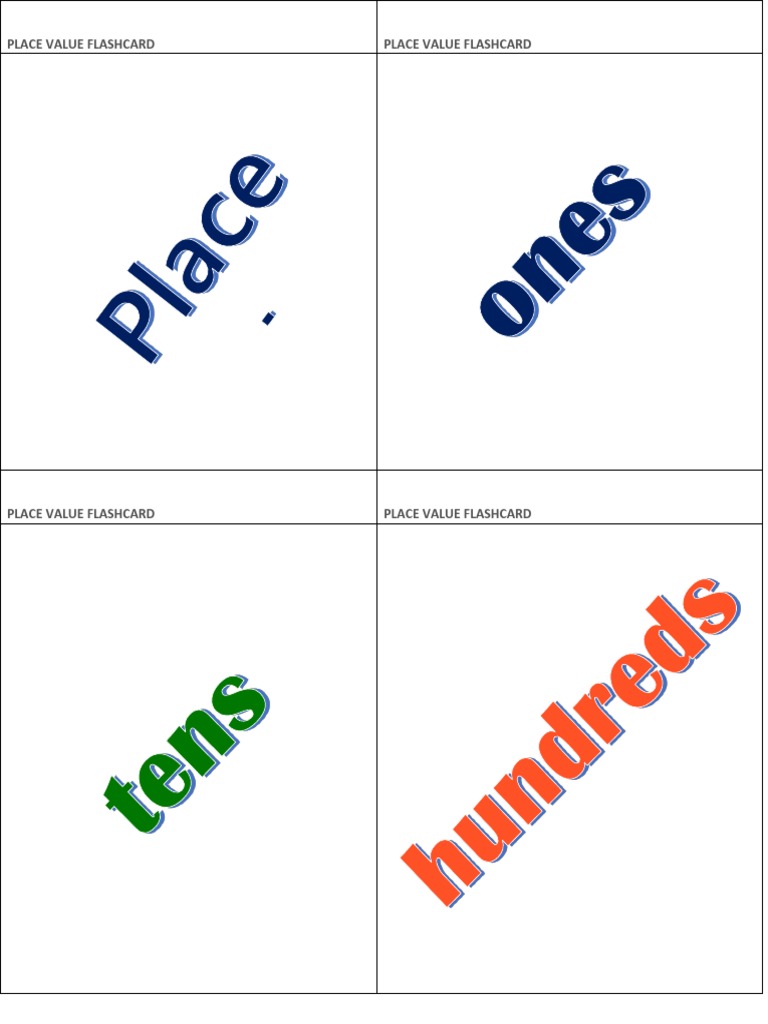 Place Value Flashcards Number and Word | PDF