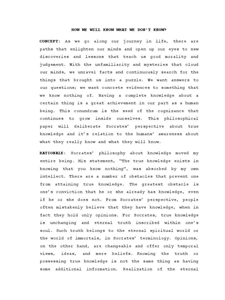 Philosophical Paper | PDF | Socrates | Truth