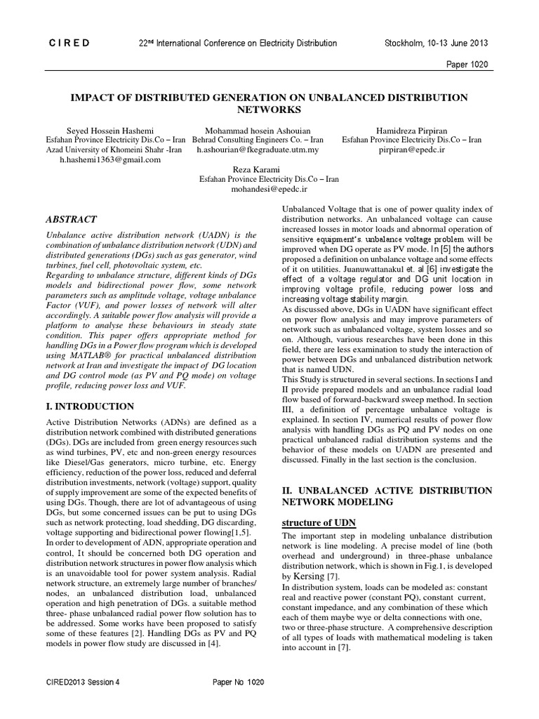 Impact of Distributed Generation On Unbalanced Distribution Networks | PDF | Power Electronics ...