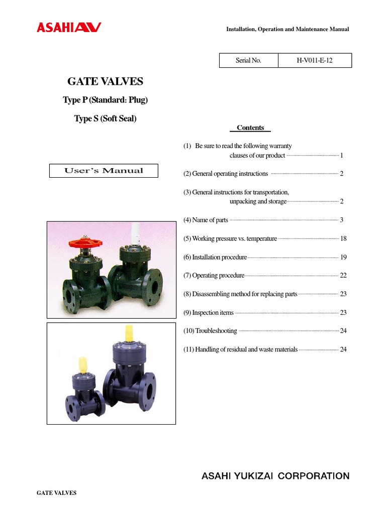 ASAHI Gate Valve | PDF | Valve | Leak