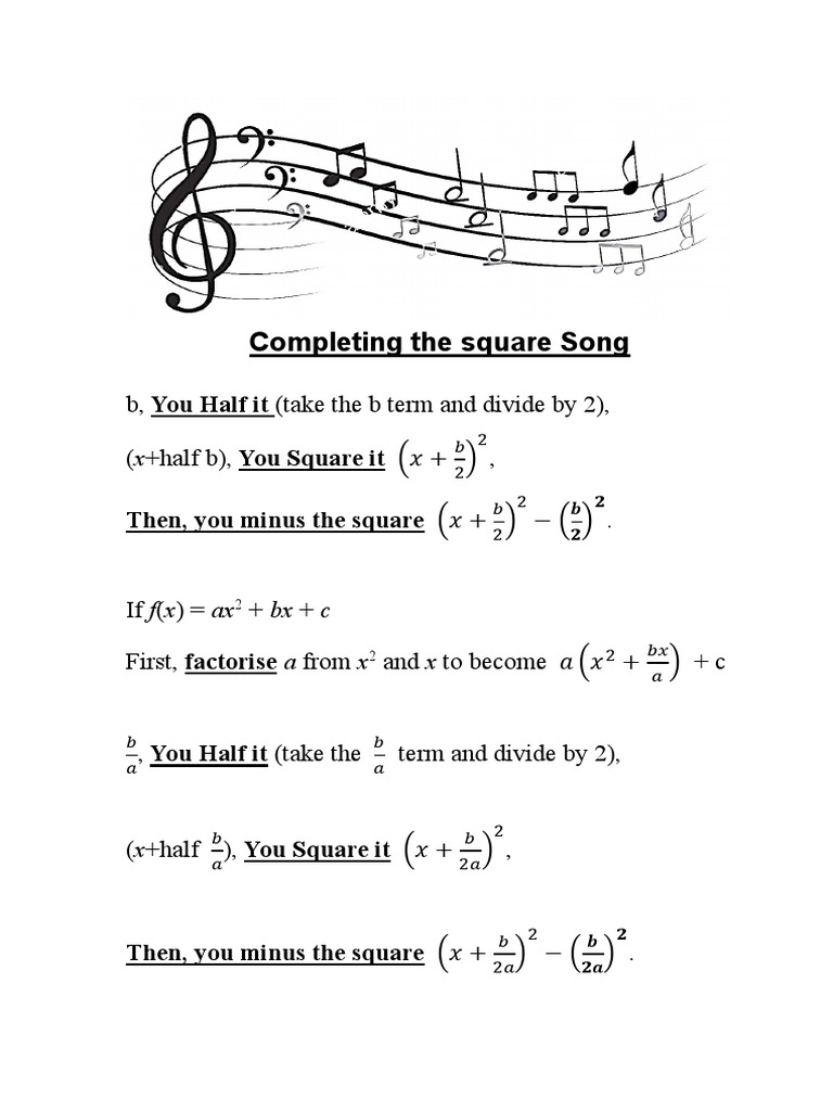 Completing The Square Song | PDF