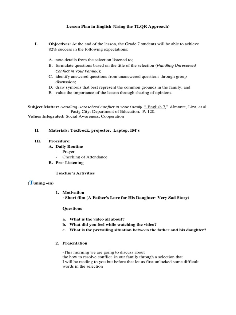 Handling Unresolved Conflict in Your Family.) | PDF | Behavioural ...