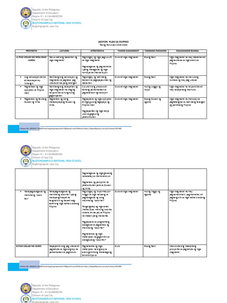 Action Plan Filipino | PDF