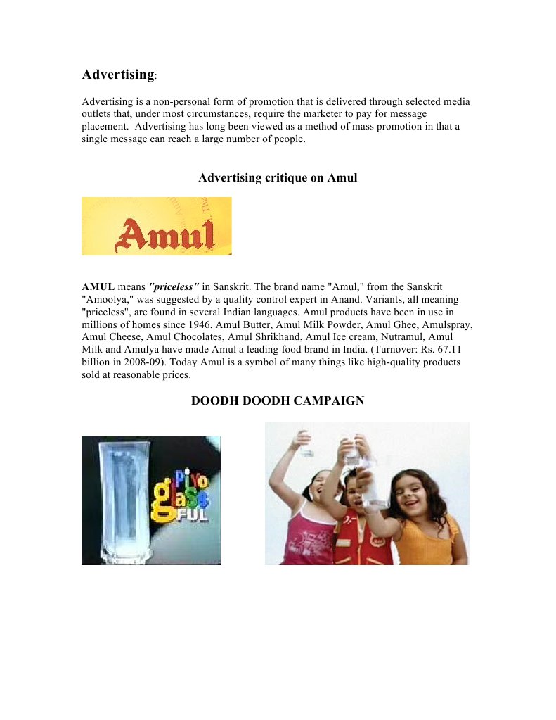 Advertising: Advertising Critique On Amul | Download Free PDF ...